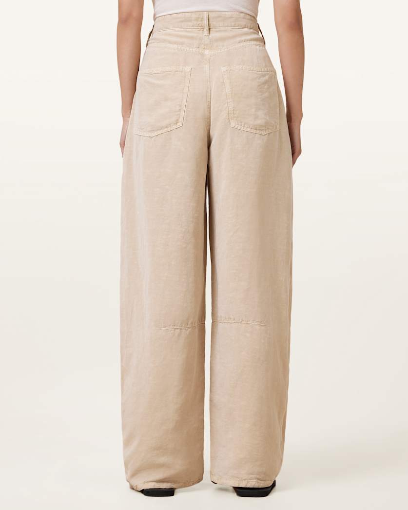 Jett Barrel Leg Linen Blend Trousers SAND BROWN | ALLSAINTS